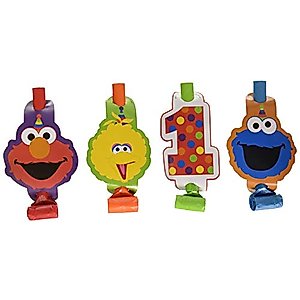 amscan 331835 Sesame Street® "Elmo Turns One" Blowouts, 8 pcs, Birthday, Multicolor, One Size