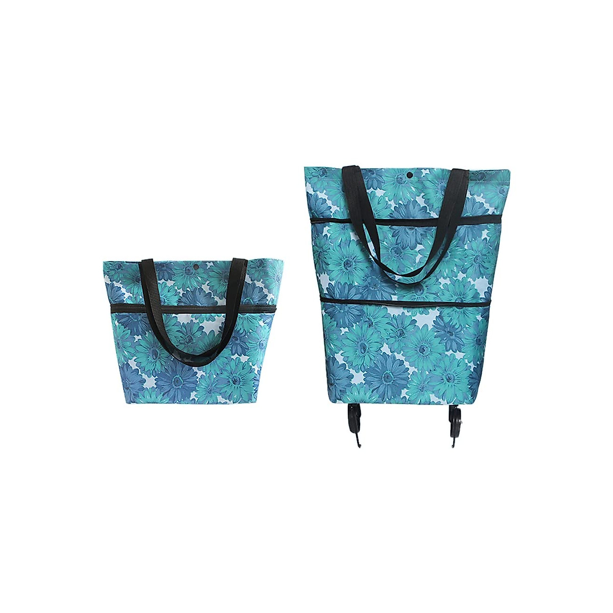 Folding Shopping Cart with Wheels Fashionable and Practical Shopping Carts, Grocery Cart on Wheels Used for Picnic Trips to Buy Vegetables(Orchid)