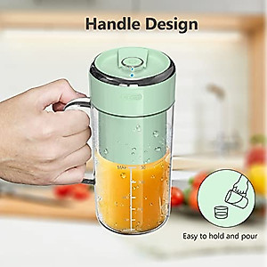 PKBD Portable Blender, Juicer with 15-Second Ice-Crushing Power, 8 Blades, Blender for Shakes and Smoothies,12 oz Easy-to-Clean Personal Blender with Charger, Straw, Cleaning Brush, Green