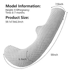 Lightweight Pregnancy Pillow Soft Maternity Full Body Pillow, Long J-Shaped Pillow for Sleeping on The Side, Breathable Bean-Shaped Cover