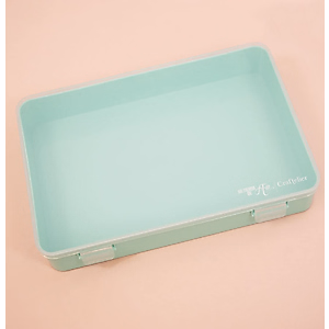 Craftelier - Organiser Box with 1 Compartment for Cardmaking, Scrapbooking and Craft Materials | Dimensions Approx. 26.5 x 17.8 x 4.2 cm (10.4" x 7" x 1.65") - Transparent and Turquoise Colour