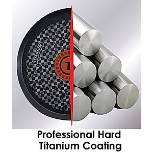 T-fal E76505 Ultimate Hard Anodized Scratch Resistant Titanium Nonstick Thermo-Spot Heat Indicator Anti-Warp Base Dishwasher Safe Oven Safe PFOA Free Saute / Fry Pan Cookware, 10-Inch, Black