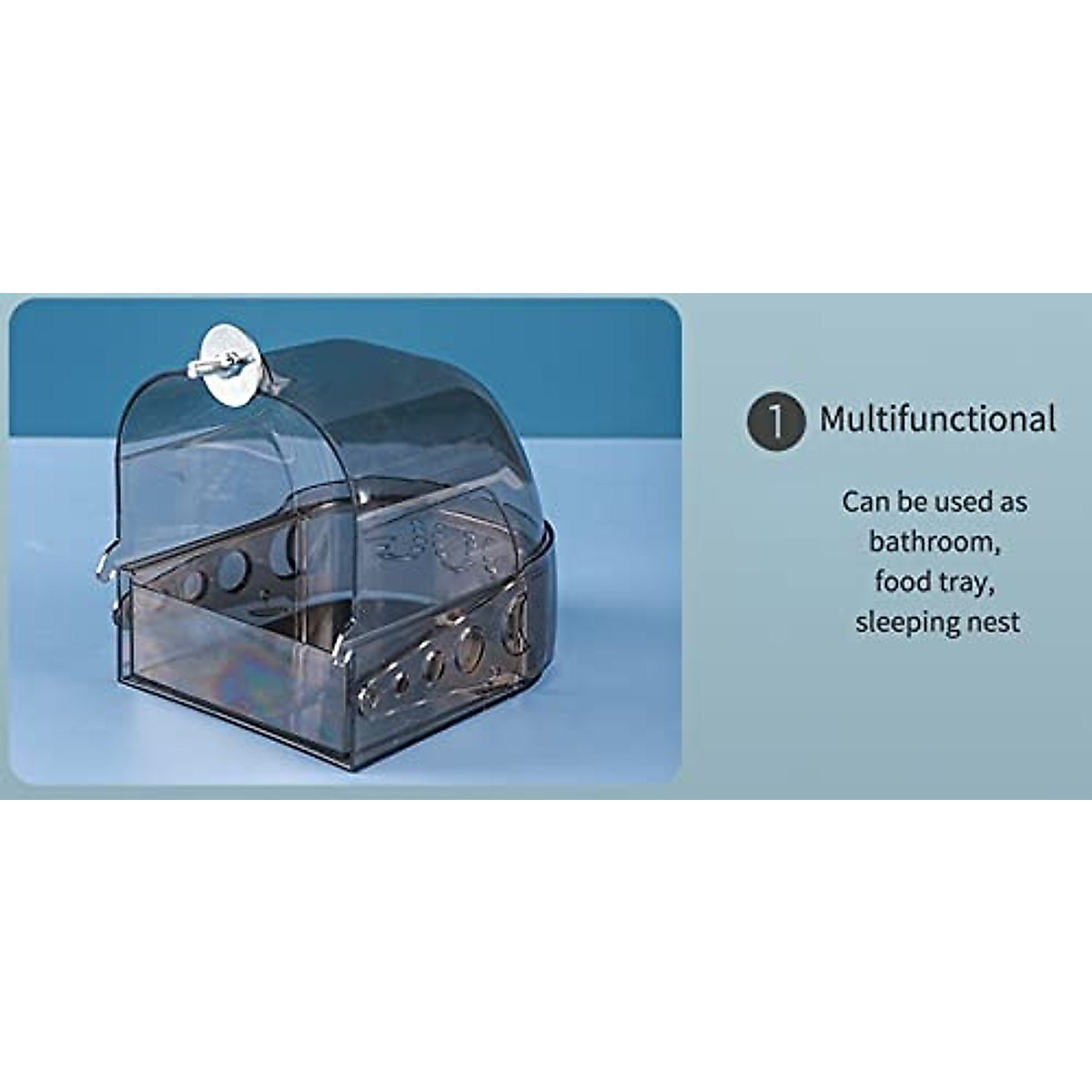 Yu’s north Bird Bath Cage, Cleaning Pet Supplies Cockatiel Bird Clear Bathtub with Hanging Hooks and Bottom Drawer for Little Bird Parrots Spacious Parakeets Portable Shower for Most Birdcage