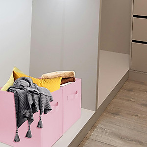 Zuihug 2 Pcs Storage Cubes, 10.5 Inch Collapsible Storage Bins, Fabric Foldable Bins for Organization, Durable Storage Bins for Closet, Shelves, Offices (Pink)