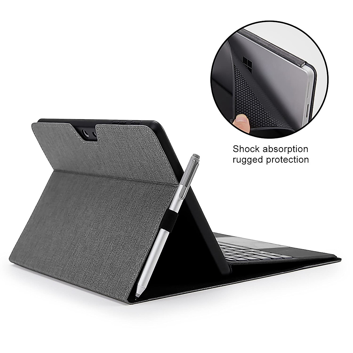Omnpak Protective Case for Surface Go 4 2023/Go 3 2021/Go 2 2020/Go 2018 with Stylus Holder, Multiple Angle Slim Lightweight Cover, Compatible with Type Cover Keyboard（Keyboard Not Included）