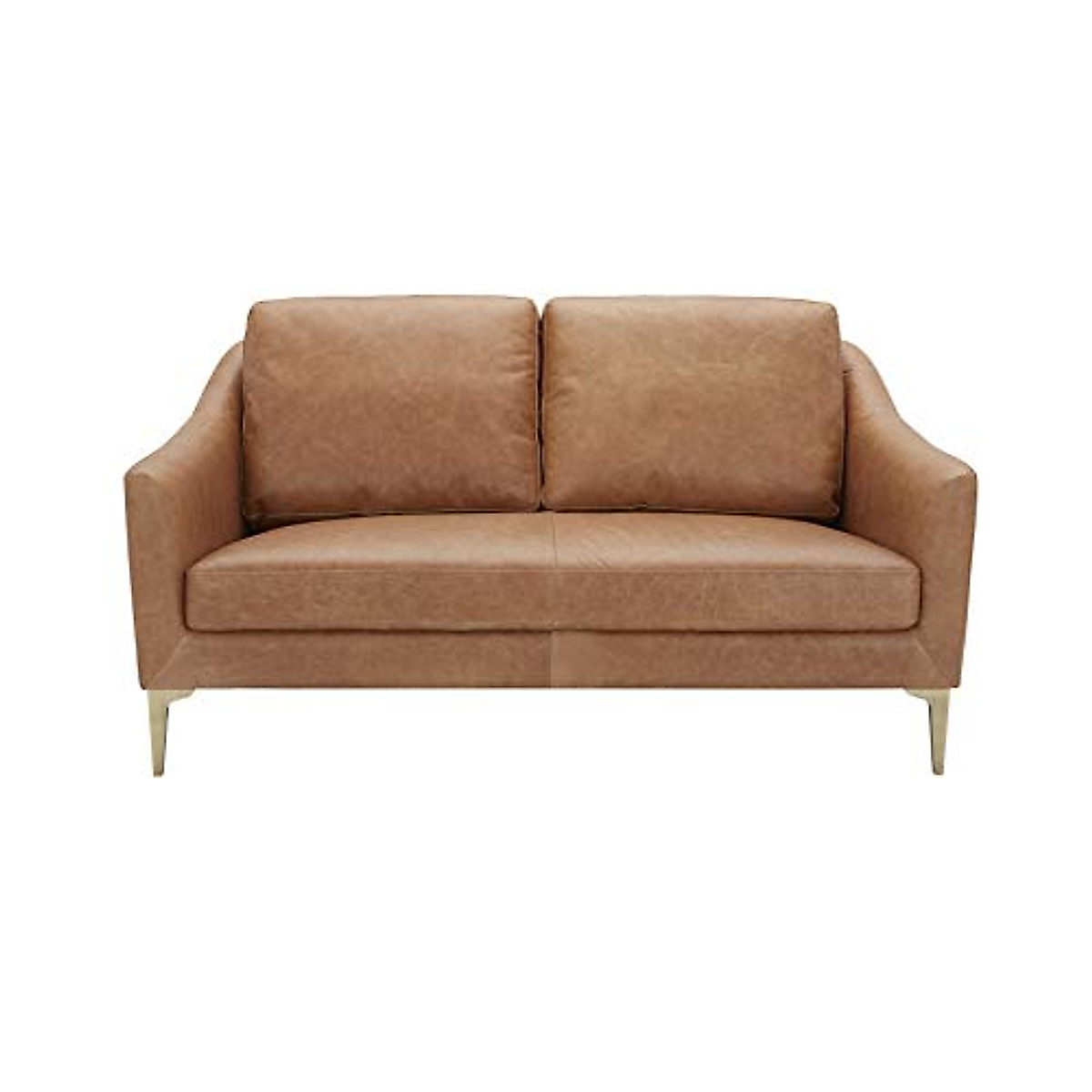 Amazon Brand – Rivet Alonzo Contemporary Leather Loveseat Sofa, 63.8"W, Cognac