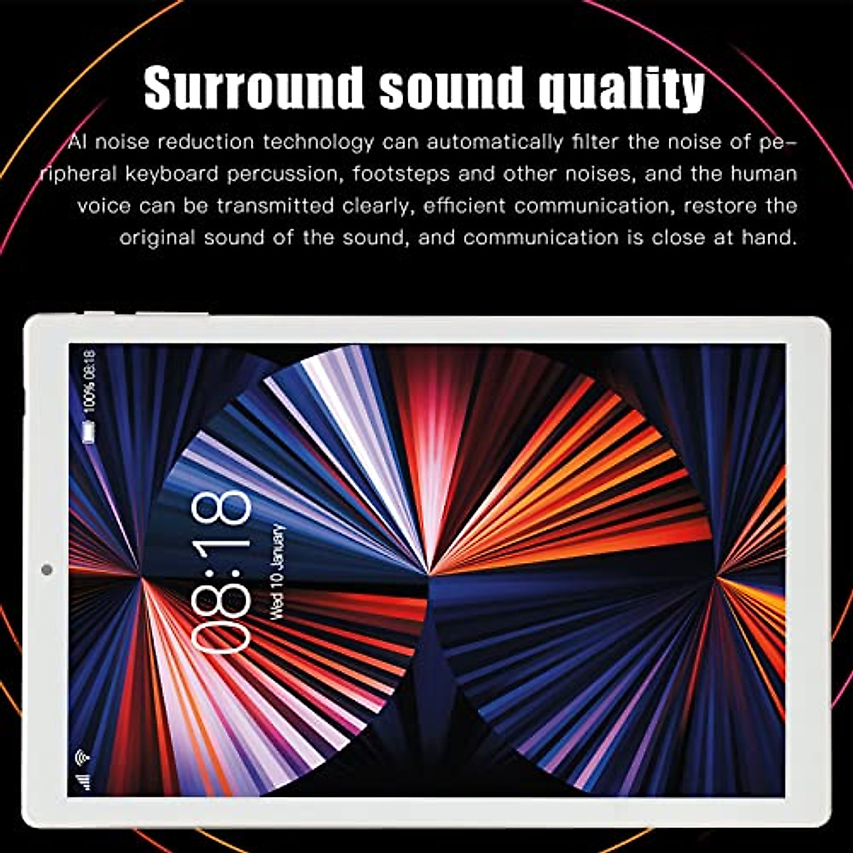 10 Inch Tablet, IPS HD Touch Screen 4GRAM 64GROM 128GB Expandable, Octa Core CPU 2.0GHz, Dual Cameras, WiFi 2.4 5.0 GHz, Battery Life, Dual SIM Dual Standby, G Sensor (US Plug)