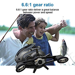 Tempo VertixLP Baitcaster Reels, Ultralight Low Profile Baitcasting Reel, Super Smooth 9+1 BB, Magnet Braking System, 20LB Carbon Fiber Drag 6.6:1 Gear Ratio, Freshwater Fishing Reel for Catfish Bass
