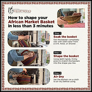 Africa Heartwood Project - Deluxe Colorful African Basket with Leather Handles - Handmade from dried Elephant Grass, Hand-Woven by Women in Bolgatanga, Ghana - Large 16" Round (Flat-packed)