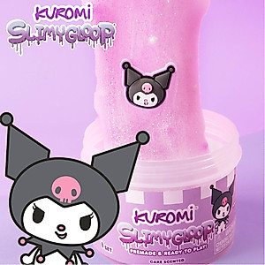Kuromi SLIMYGLOOP Jar, 8 oz Purple & White Cake-Scented Slime, Includes Beads & Kuromi Charm, Sanrio Stuff, Hello Kitty Merch, Sanrio Slimes