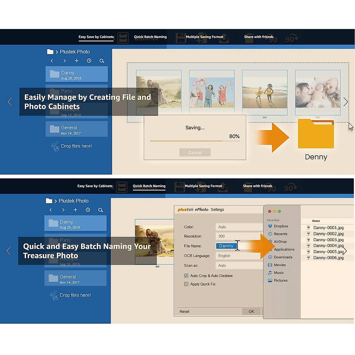 Plustek Photo Scanner - ephoto Z300, Scan 4x6 Photo in 2sec, Auto Crop and Deskew CCD Sensor. Support Mac and PC