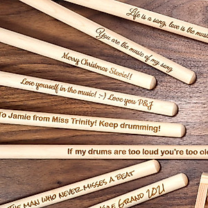 Personalized Drumsticks, Custom Engraved 5A Maple Drum Sticks with Name Text, Gifts for Drummer Musician Men Boyfriend Husband - 1 PAIR
