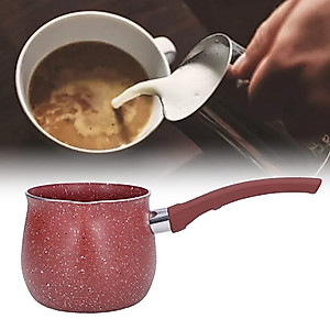 Mini Butter Warmer Pan, Small Sauce Pan With Pour Spout,Non Stick Milk Boiling Pot, Single Handle Coffee Warmer Pot Small Sauce Pan for Cooking,Boiling,Heating 3.9 Inches(Red)