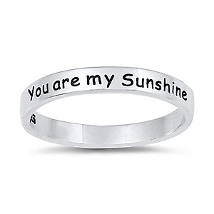 CloseoutWarehouse 925 Sterling Silver Oxidized You are My Sunshine Band Ring Size 4