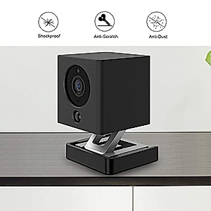 VOMENC Silicone Case for Wyze Cam Wyze Cam V2-Quick Wall Bracket Included-Scratch Protection Cover-Extra Protection for Wyze Camera (1PACK, Black)