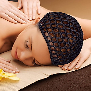 Geyoga 4 Pieces Mesh Crochet Hair Net Rayon Knit Snood Hat Thick Short Women Hairnet Snoods Cover Ornament for Sleeping (Black)