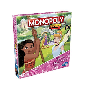 Monopoly Hasbro Gaming Junior: Disney Princess Edition Board Game for Kids Ages 5 and Up, Play as Moana, Rapunzel, Mulan, or Cinderella (Amazon Exclusive)