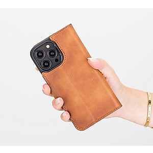 Venito Ravenna Slim Magic Leather Wallet Case for iPhone 14 Pro Max (6.7" Antique Brown)