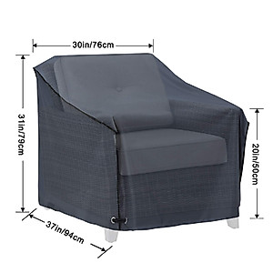 Patio Chair Cover 30x37x31 Inches Durable 1-Seater Outdoor Sofa Cover 600D UV-Coated Polyester Waterproof Furniture Cover High Back Chair Single Sofa Stackable Patio Chair Protection Cover,Ashy