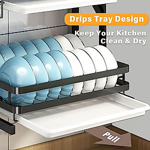 LIHONG Foldable Stainless Steel 2 Tier Dish Drying Rack,Dish Drainer with Drainboard Set for Kitchen Counter