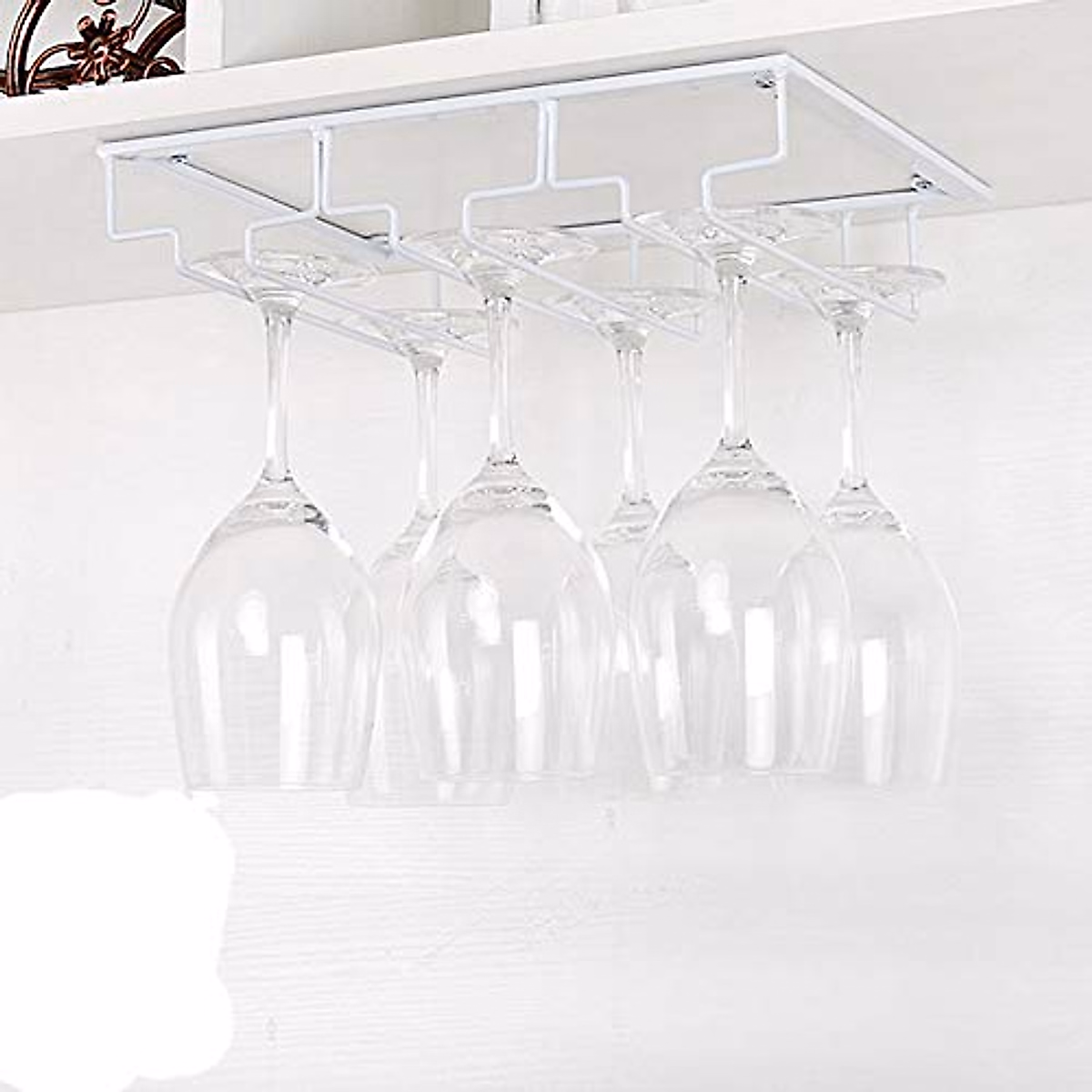 Wine Glass Rack Upside Down Goblet Shelf Home Creative Hanging Cup Holder European Style J1120, PIBM, White, 60 * 22.5cm