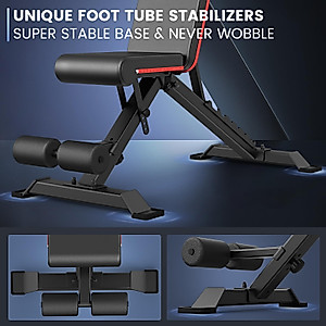 PASYOU Adjustable Weight Bench Press - 700lbs / 318kg Load Foldable Workout Bench, Full Body Strength Training Benches for Home Gym (9x4x3 Positions)