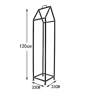 Decorative House-shaped Modern Firewood Rack, Tall Log Stacking Aid for In-and Outdoor Use, Metal Log Rack with Handle