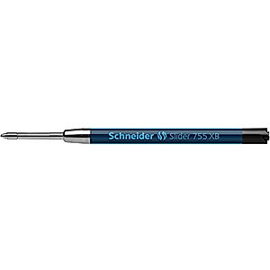 Schneider Slider 755 XB (Extra Broad) Ballpoint Pen Refill, 1.4 mm, ISO Format G2, Black Ink, Box of 10 Refills (175501)
