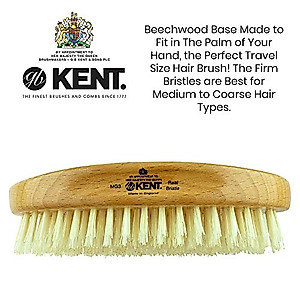 Kent MG3 Finest Men's Hair Brush & Beard Brush for Skin Care - 100% Natural White Boar Bristle Brush for Mens Grooming, Scalp Brush, 360 Wave, and Beard Straightener For Men's Hair Care