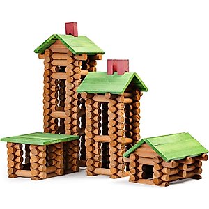 SainSmart Jr. 450 PCS Wooden Log Cabin Set Building House Toy for Toddlers, Classic STEM Construction Kit with Colorful Wood Logs Blocks for 3+ Years Old (20-338)