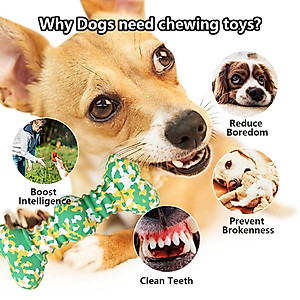 PawSailor Indestructible Chew Toys for Aggressive Chewers Medium Large Dogs Food Grade Bamboo Fiber Degradable Tough Teething Chew Toys Pet Toy Gift Green L