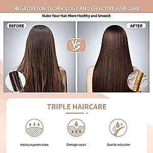 Hair Straightener Brush, Nicebay Ionic Hair Straightener Comb with 6 Temp,Auto-Off & Anti-Scald & Effective Hair Care, Fast Heating Hair Straightening Brush for Women