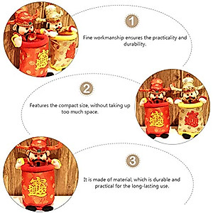 VALICLUD CAI Shen Statue Wencaishen God of Fortune God of Wealth Zhao CAI Feng Shui Decor Gift Chinese New Year Gift Chinese Style Wealth God Candy Bag Desktop Trash Can Decoration Red