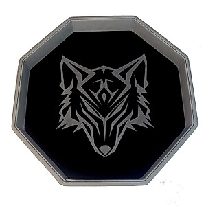 Luck Lab 11.5 Inch Dice Tray – Black and Grey - Big Octagonal Dice Tray with Luxurious Rolling Area for RPG Table Top Gaming Like D&D - Wolf Design