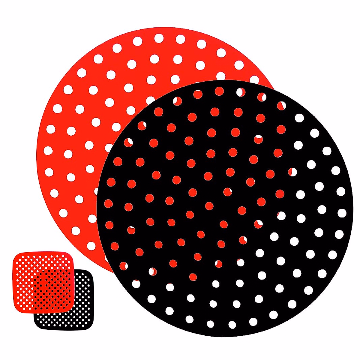 PINEPOEM Air Fryer Liners Reusable Silicone, Bamboo Steamer Liner, Perforated Liner for Air Fryer