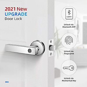 Keyless Entry Door Lock Smart Biometric Fingerprint Door Lock Safe Front Door Handle with Fingerprint Bluetooth App Key Unlock for Home Office Apartment Garage School Wooden Door by Nyboer (White)