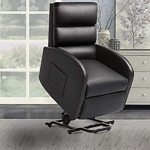 Pawnova Huge Thick Padded Seat Electric Power Lift Safety Device and Massage Function, PU Leather Living Room Single Sofa, Home Leisure Recliner Chair for Elderly People, 29.50"x 25.00"x 25.00", Black