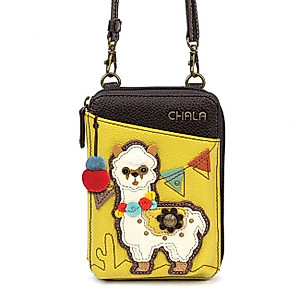 CHALA Wallet Crossbody Cell Phone Purse-Women Faux Leather Multicolor Handbag with Adjustable Strap - Llama Mustard