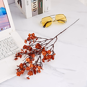 IUKnot Baby's Breath Flowers Bulk Artificial Flowers 7.8'' Rust Orange Gypsophila Flowers Fake Baby Breath Bouquet for Home Kitchen Wedding Garden Party Decor 8 Bunches (Vase is not Included)