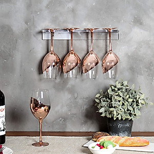 MyGift Clear Acrylic Wine Glass Holder Wall Mounted Stemware Hanging Rack - Holds 4 Stemmed Glasses