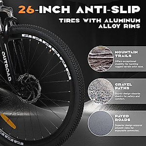 Max4out 26 inch Mountain Bike, Aluminum Frame, 21-Speed Dual Disc Brake Bike with Lock-Out Suspension Fork, Nomal Wheels Bicycles for Men and Women(Black)