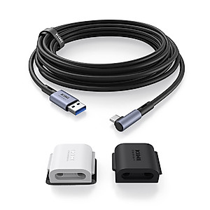 KIWI design Link Cable Compatible with Quest 3S/3/2/1/Pro, and Pico 4, 16FT with Cable Clip, High Speed PC Data Transfer, USB 3.0 to USB C Cable for VR Headset