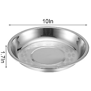 WUWEOT 10 Pack Stainless Steel Dinner Plates, 10" Round Kitchen Metal Dish Plates, Rust-Proof Camping Serving Plates for BBQ, Snack, Salad, Appetizer, Fruit, Cookies