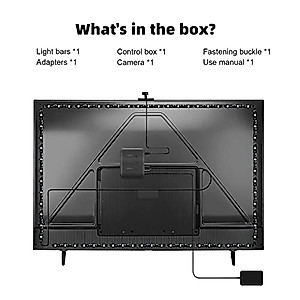 TV LED Backlights with Camera, Wi-Fi TV Backlights for 55-65 inch TVs PC, Compatible with Alexa & Google Assistant, App Control, Music Sync TV Lights, Adapter