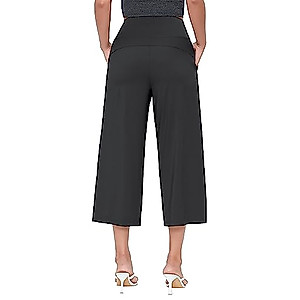BUBBLELIME Women's Bootleg Yoga Capris Pants High Waist Workout Flare Crop with Pockets - Black_Medium