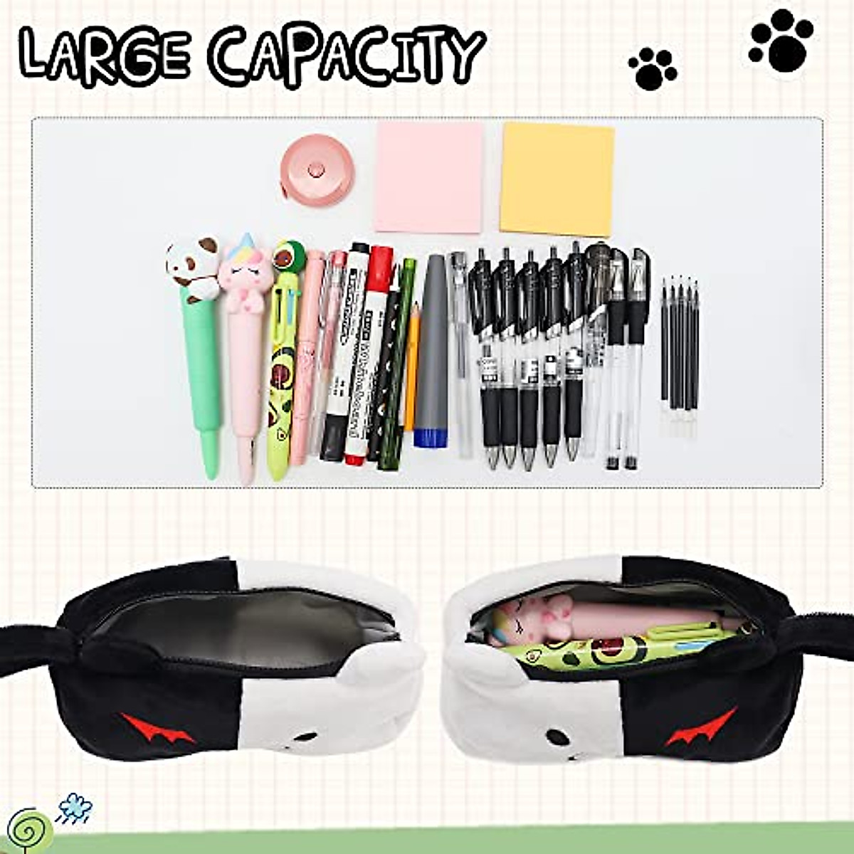 Heionia Anime Pencil Case Monokuma Pencils Case Set Pouch Holder Box Makeup Bag School Supplies Anime Zipper Stationery Large Capacity Birthday Christmas Gifts for Kids Students (HENG)