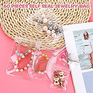Thinp 60 Pack Clear Plastic Jewelry Bags, Small Ziplock Bags for Jewelry Anti Tarnish Jewelry Storage Bags Jewelry Pouches