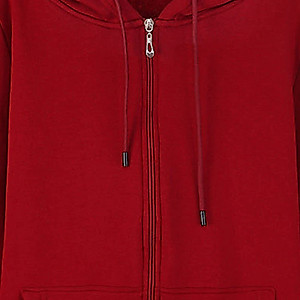 Maiyifu-GJ Men Full Zip Long Sleeve Hoodies Fleece Slim Fit Solid Color Hoodie Winter Warm Hooded Sweatshirt With Kanga Pocket (Red 2,Large)