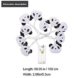 Uonlytech Panda Shape String Light Battery Operated Decorative String Lamps Cute Panda Hnaging Light for Bedroom Garden Parties Wedding Holiday