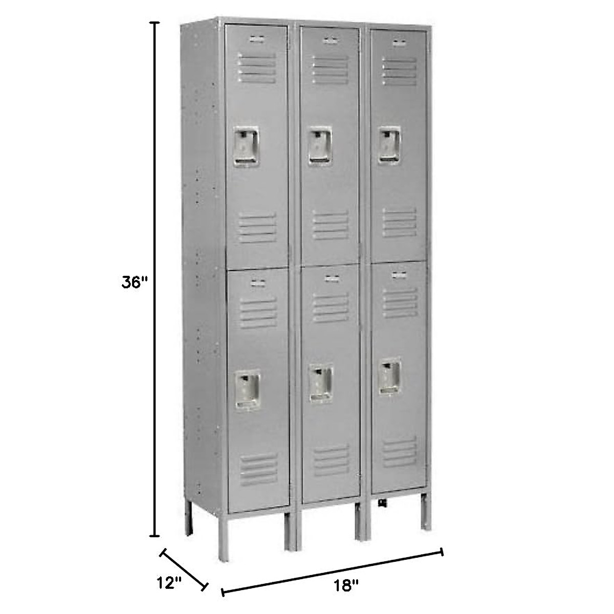 GLOBAL INDUSTRIAL Double Tier Locker, 12x18x36 6 Door, RTA, Gray